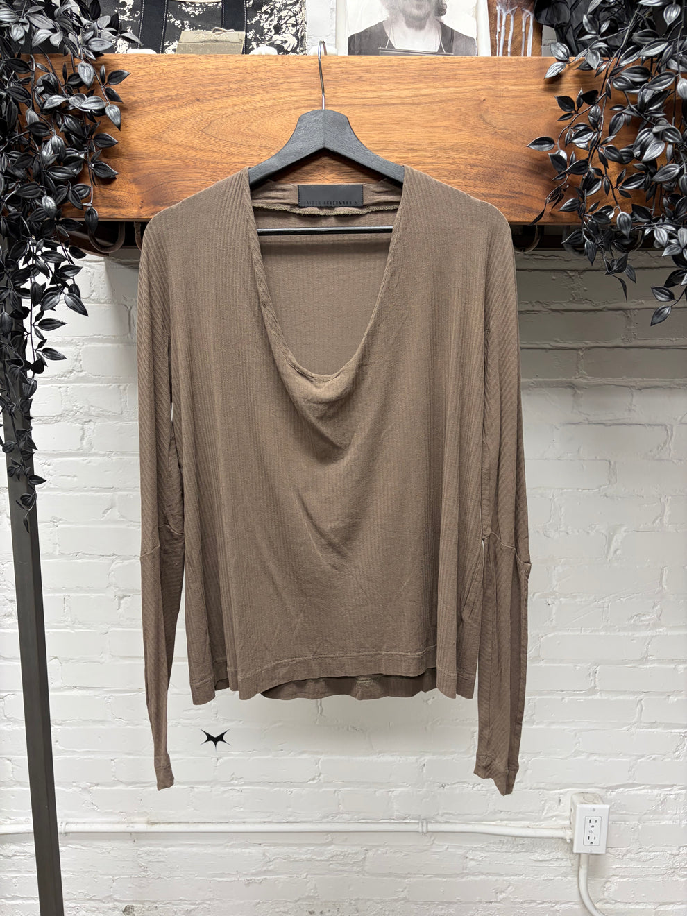 Haider Ackermann Sheer Scoop Neck Brown Cotton Long Sleeve Shirt – Alex ...