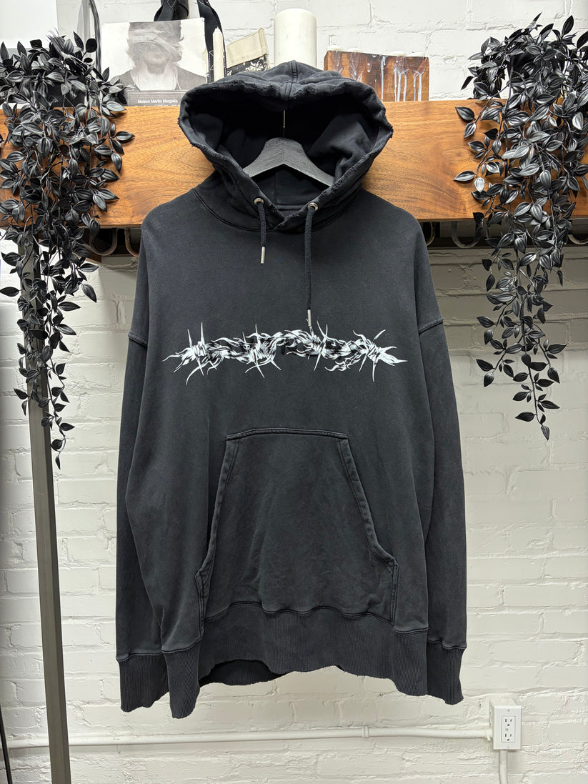 Givenchy ‘Barbed Wire’ Embroidered Logo Black Distressed Hoodie – Alex ...