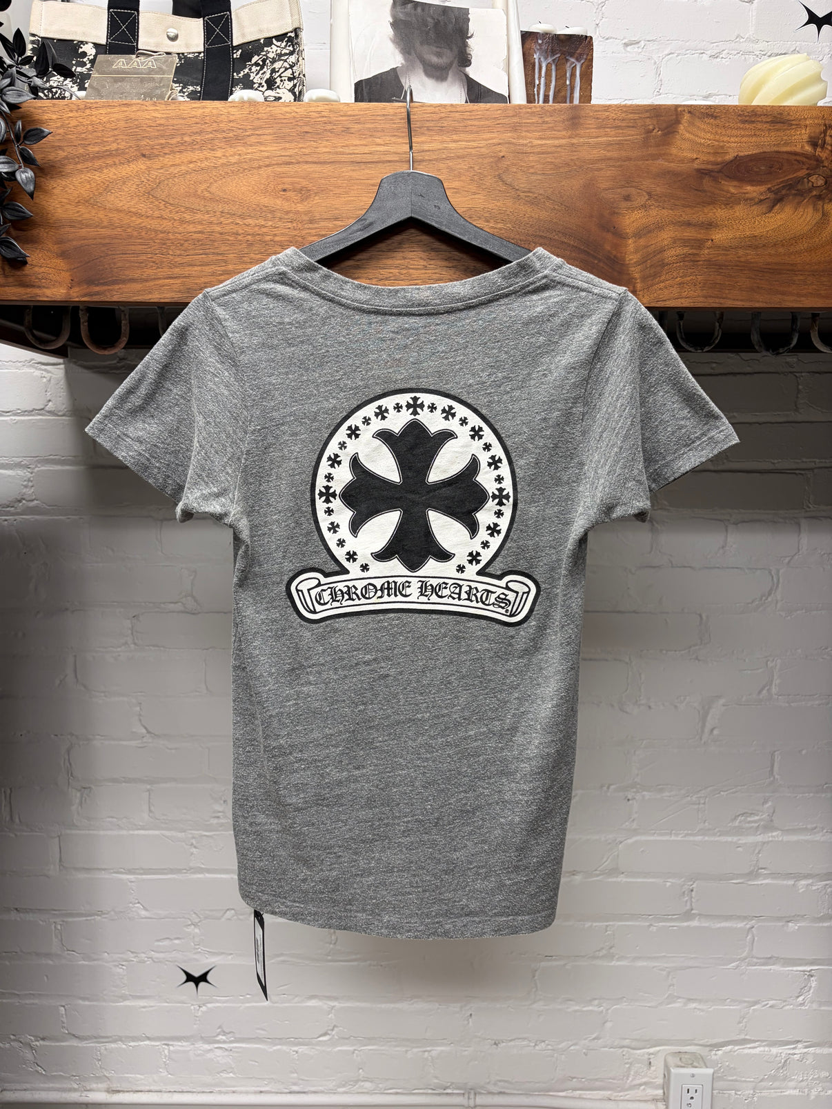 Chrome Hearts ‘CH Plus Cross’ Heather Grey V-Neck T-Shirt – Alex Maxamenko