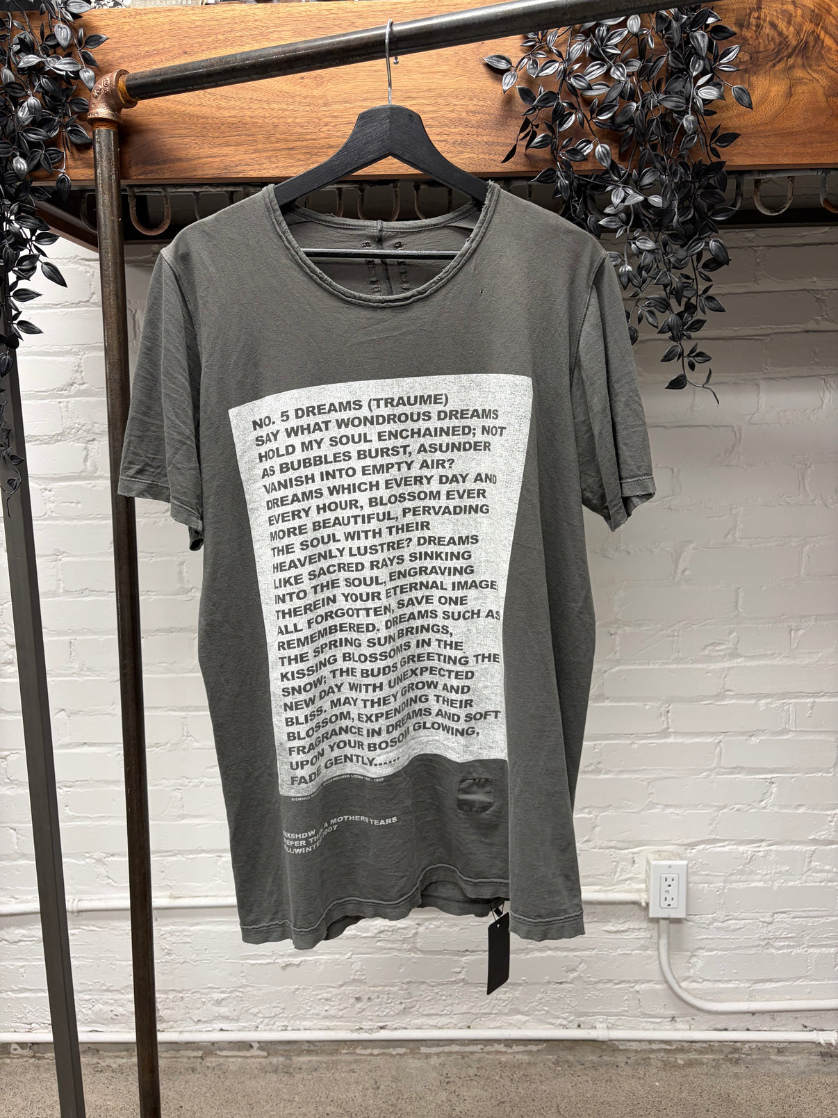 AW2007 Rick Owens ‘Dreams’ Traume Dust Brown T-Shirt – Alex Maxamenko