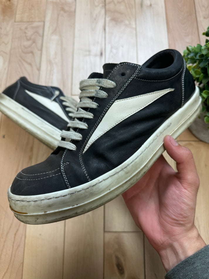 Rick Owens ‘Vans’ Black Leather Low Top Sneakers – Alex Maxamenko