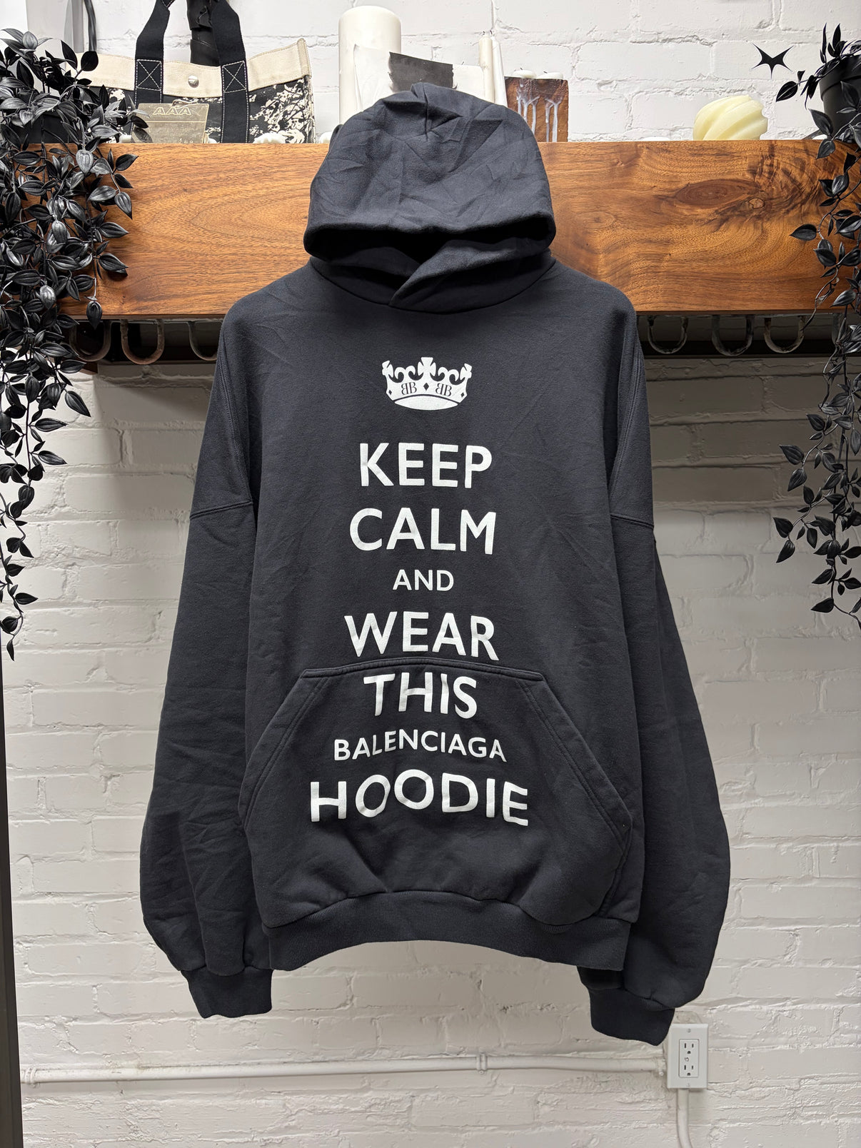 SS2025 Balenciaga ‘Keep Calm’ Parody Oversized Black Slogan Hoodie ...