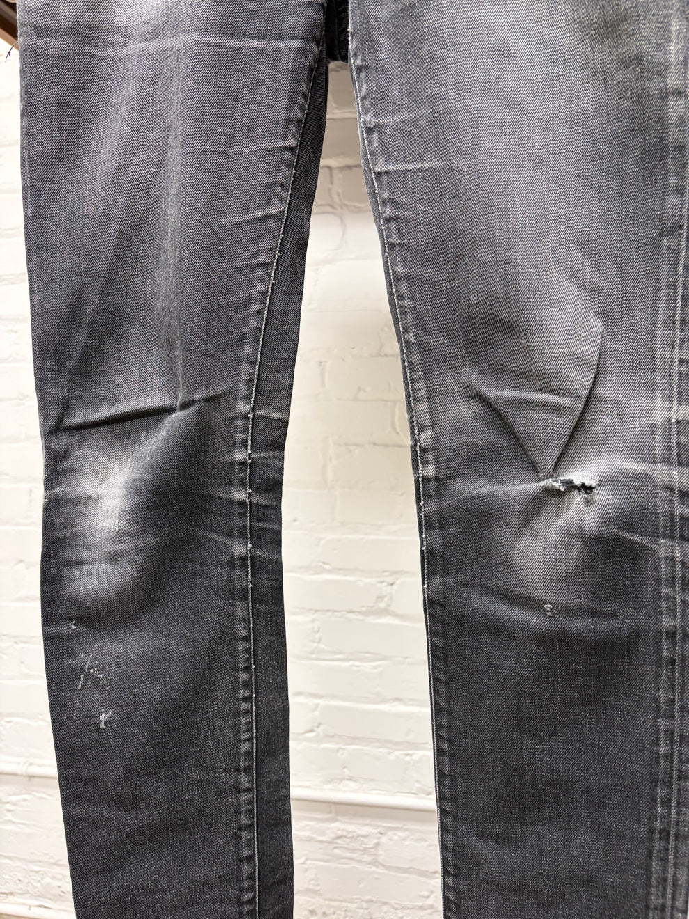 Saint Laurent ‘D03’ Washed Black Repaired Black Skinny Jeans – Alex ...